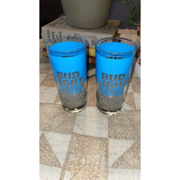 Budweiser | Dining | Bud Light Seltzer Tall 4 Oz Blue Glasses Set Of 2 ...